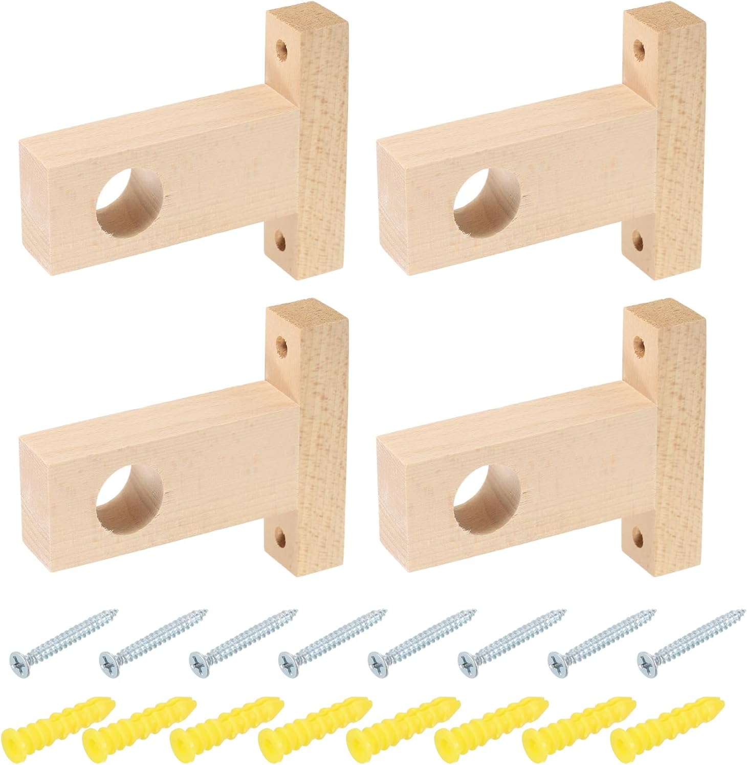 Amazon.com: uxcell 4Pcs Wood Rod Holders, Closet End Support Bracket ...