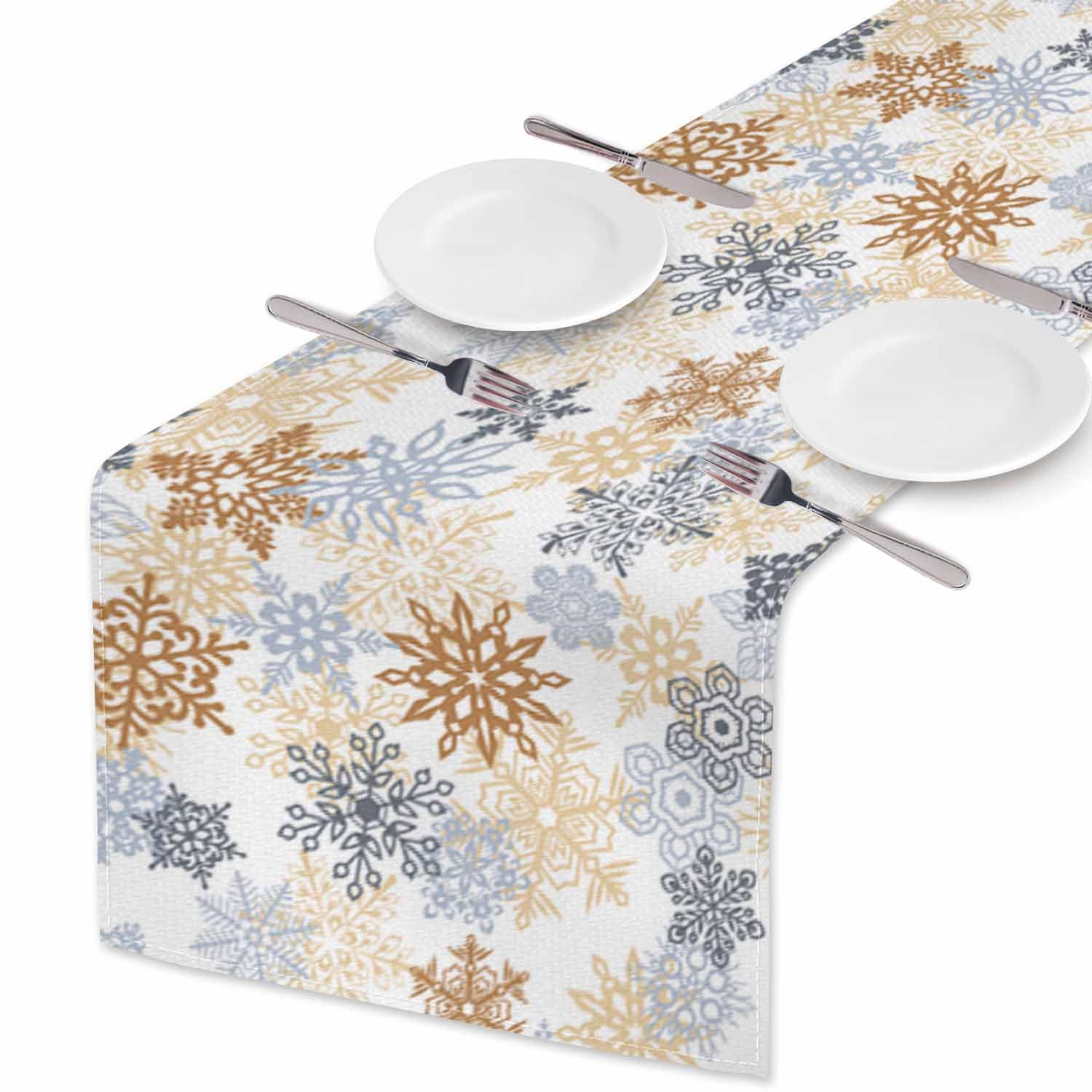 Amazon.com: HOSNYE Table Runner Snowflakes Seamless Pattern for ...