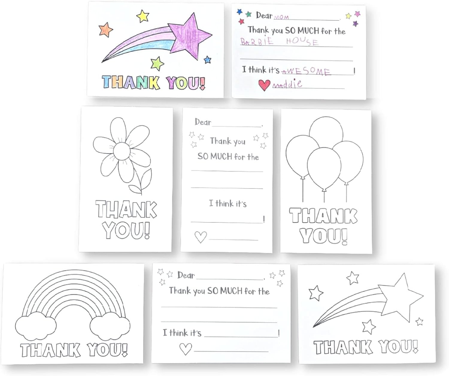 Amazon.com : 12 Kids Thank You Cards Fill in the Blank - Kids Fill in ...