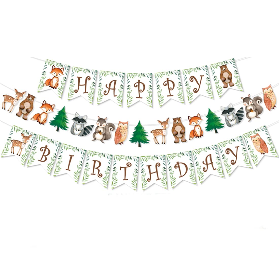 Snapklik.com : Happy Birthday Banner Woodland Animal Jungle Theme ...