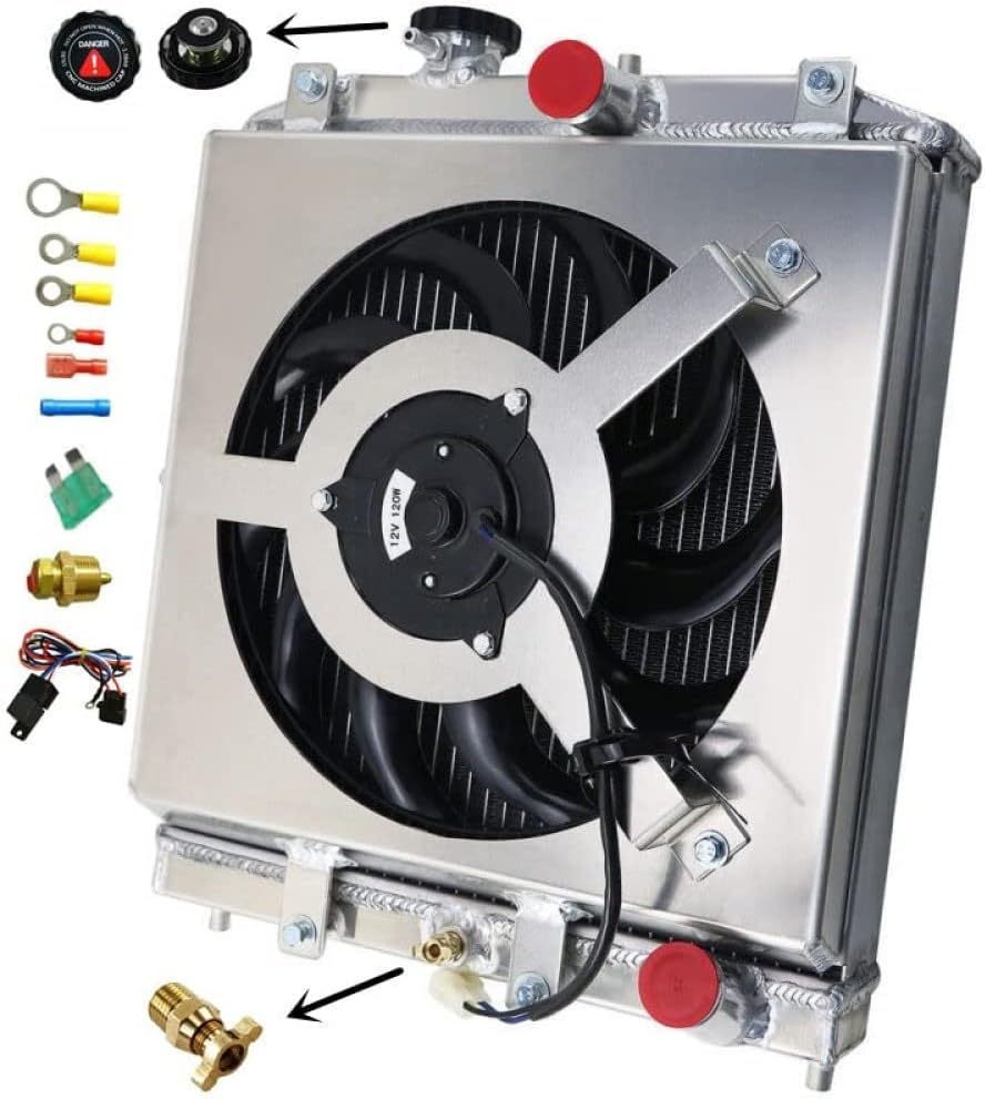 Amazon.com: ALLOYWORKS 4 Row Core All Aluminum Radiator + Fan Shroud + Relay for Honda Civic CRX ...