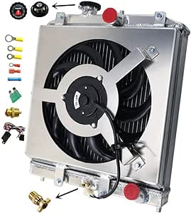 Amazon.com: ALLOYWORKS 4 Row Core All Aluminum Radiator + Fan Shroud + Relay for Honda Civic CRX ...