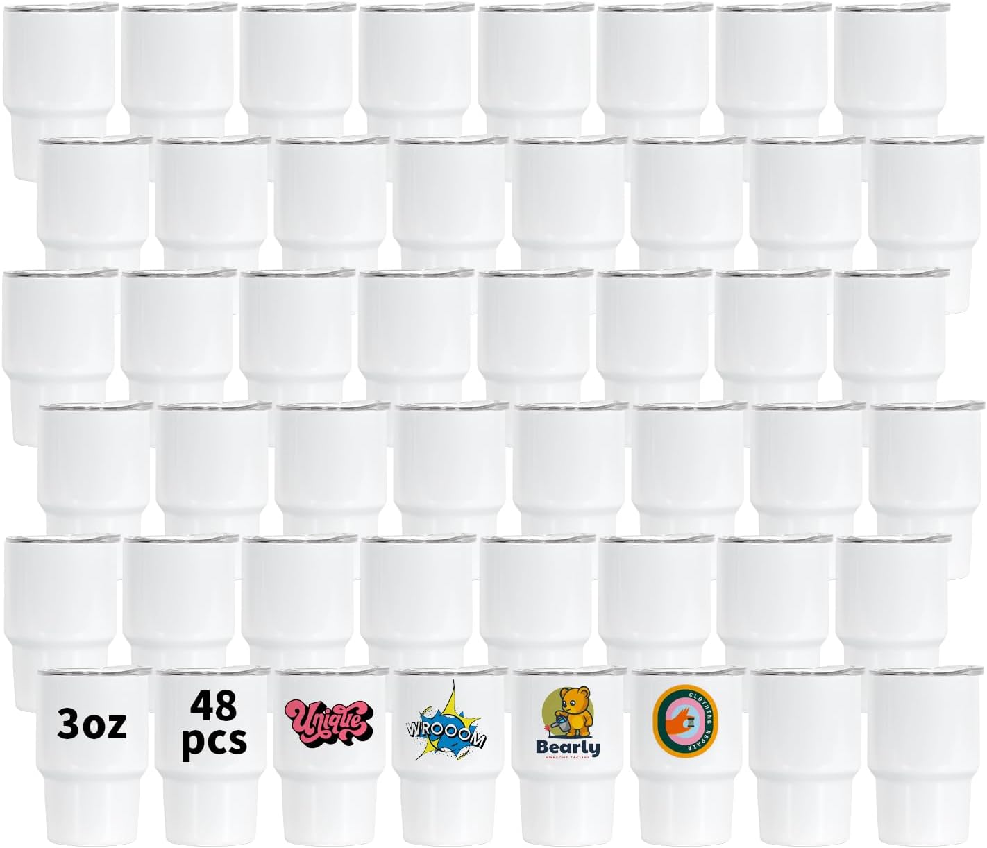 Amazon.com | 3 OZ Mini Tumbler Shot Glass With Straw and Lid 48 Pcs ...