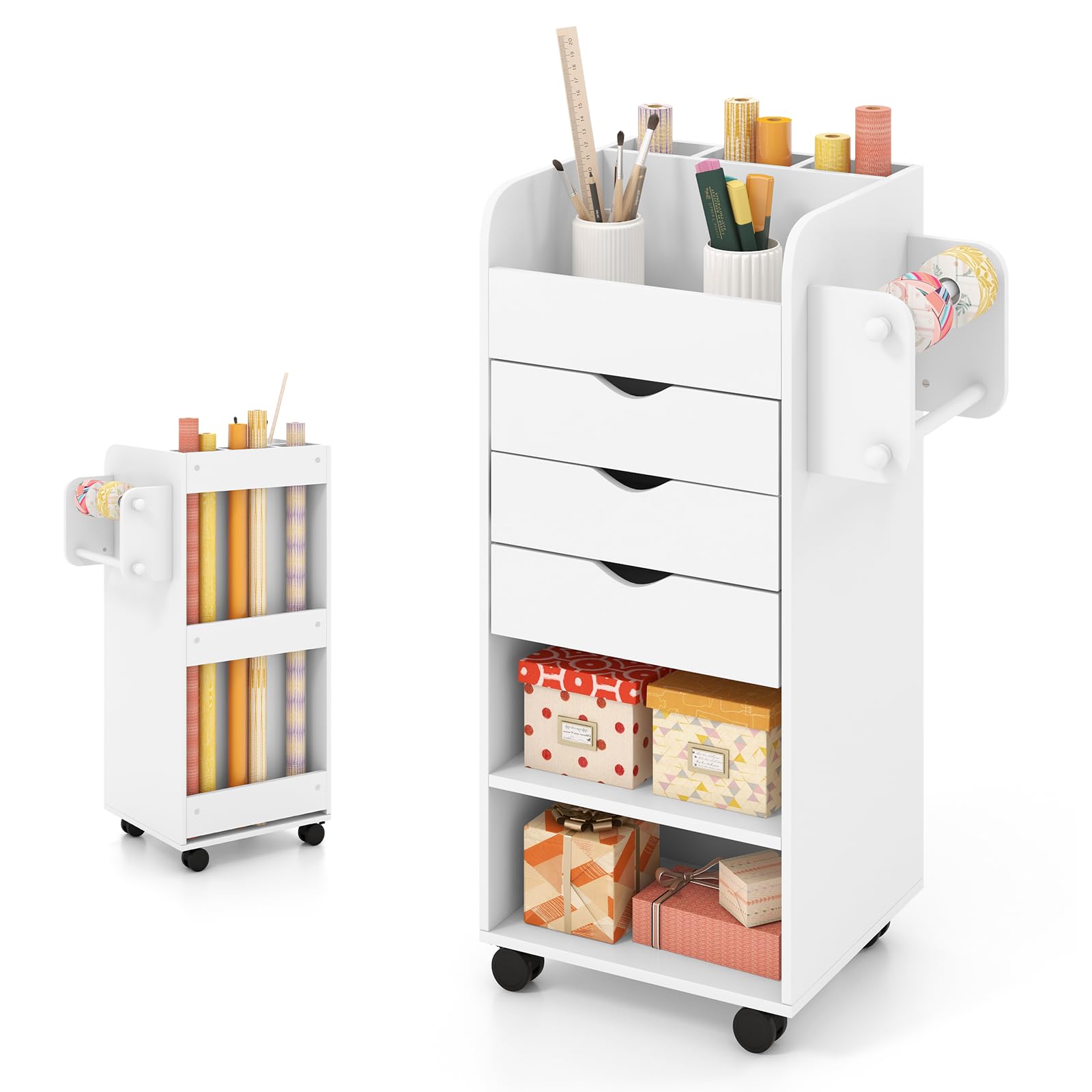 Amazon.com: MAT EXPERT Gift Wrap Cart, Mobile Organizer Rolling Storage ...