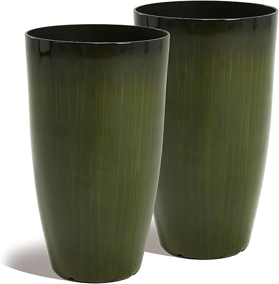Amazon.com : Worth Garden 23.5" H. Large Plastic Planters - Set of 2 ...
