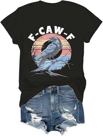 Amazon.com: Crow Shirt Caw T-Shirt Funny Black Bird Crow Tshirt Unisex ...