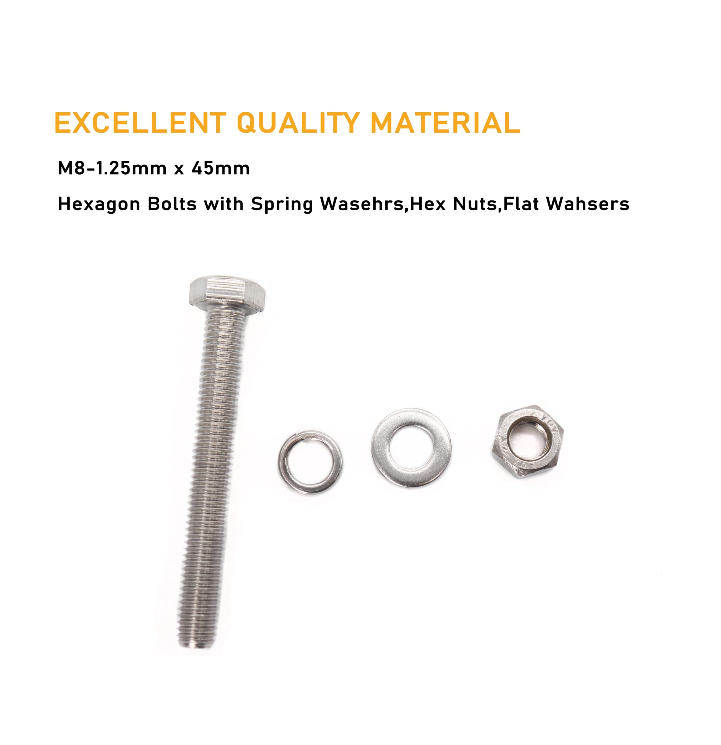 Snapklik.com : binifiMux 10-Pack M8 X 45mm Hexagon Bolts Hex Screws