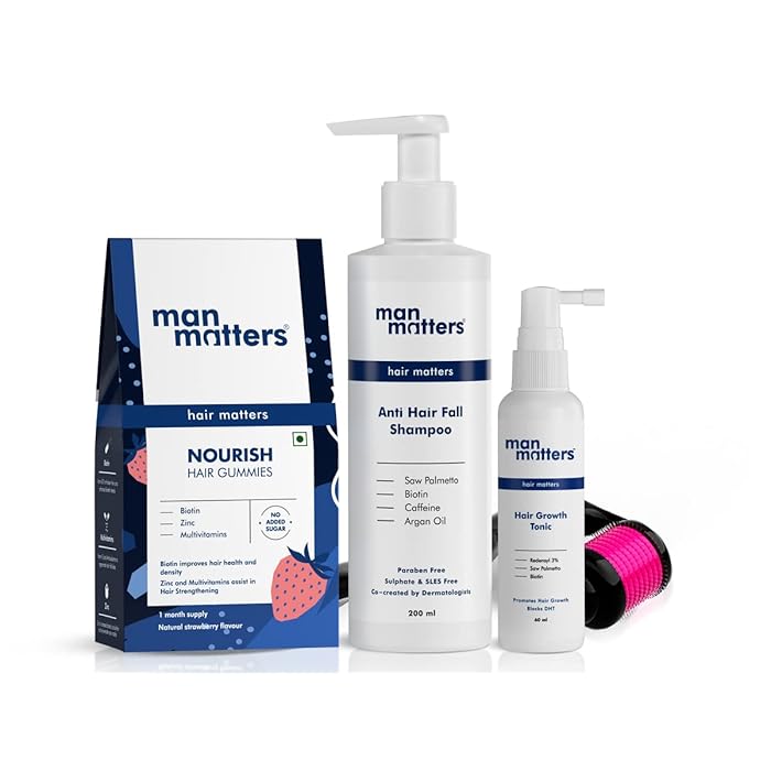 Buy Man Matters Complete Anti Hair Fall Kit | 30 Biotin Hair Gummies ...