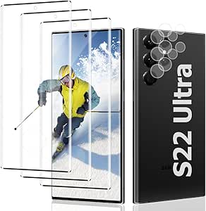 Amazon.com: 3+2 Pack Galaxy S22 Ultra Screen Protector with Camera Lens Protector, 3D Full ...