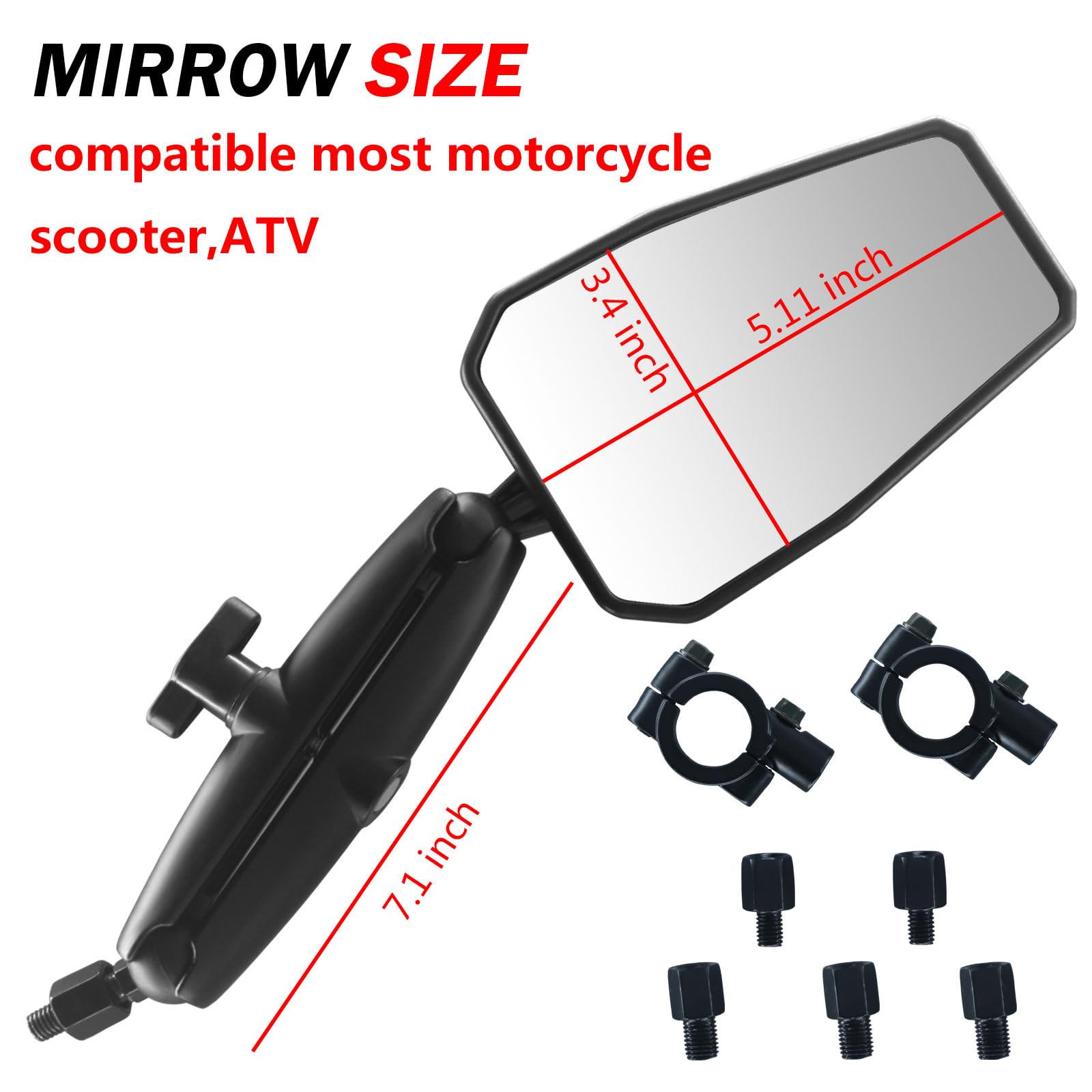 WENLICP Motorcycle Rear View Mirrors Universal Angle Adjustable ...