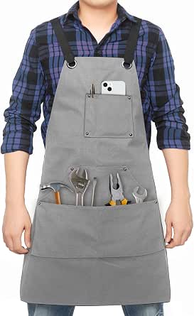 Amazon.com: Dadidyc Adjustable Work Apron for Men,Heavy Duty Canvas ...