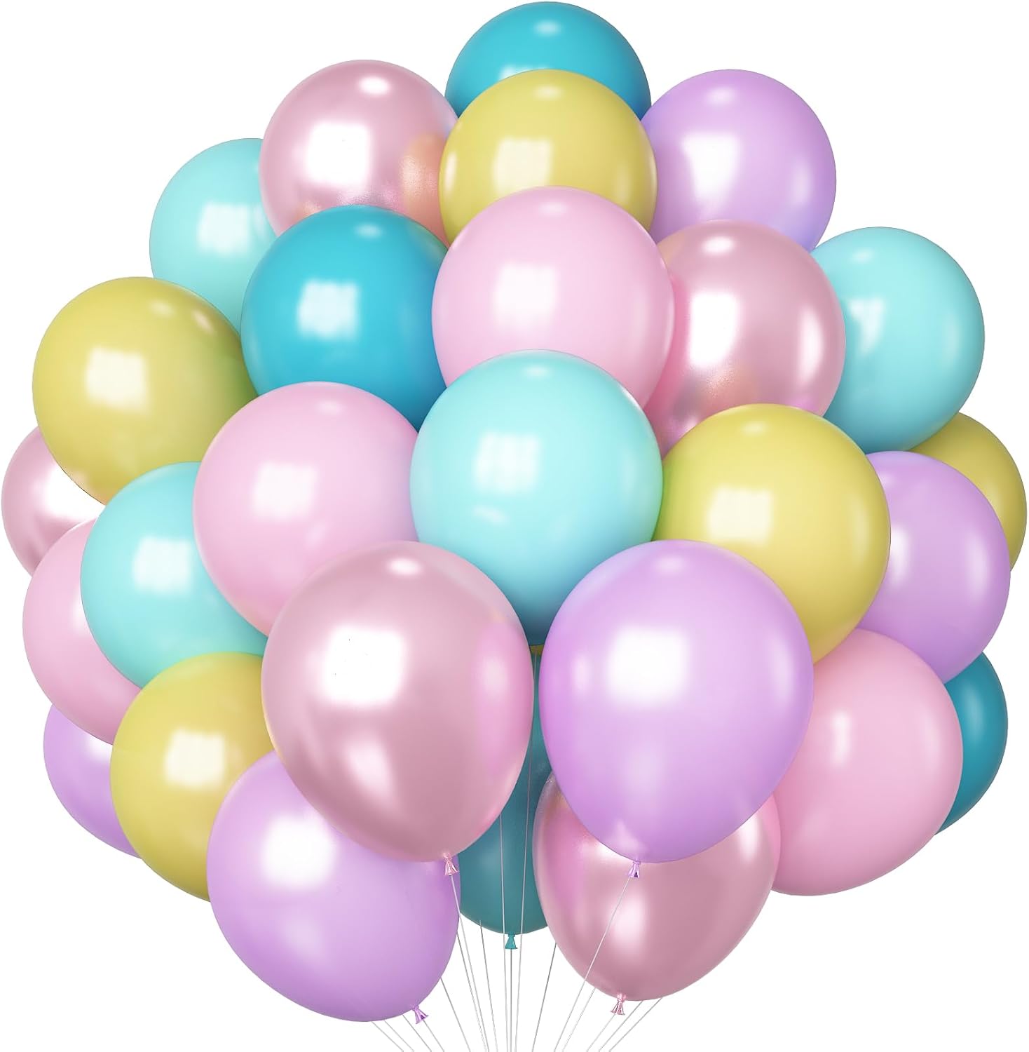 Amazon.com: HILAVO Pastel Balloons 60 Pcs Metallic Pink Purple Teal ...