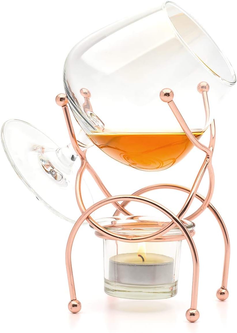 Bar Amigos Brandy & Cognac Snifter Warmer Glass and Stand Gift Set with ...