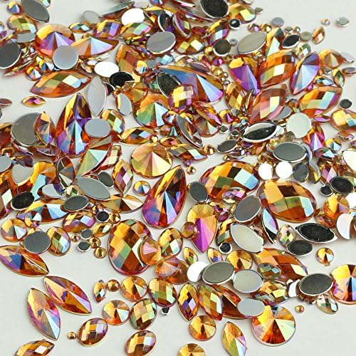 15g Bag of Mixed 3mm-18mm Flat Back Iridescent Rhinestone Gems in a ...