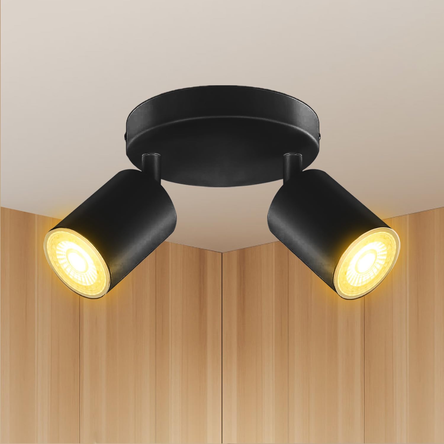 Lumosmart 2 Spot Lights Ceiling for Kitchen Bedroom LED Black ...