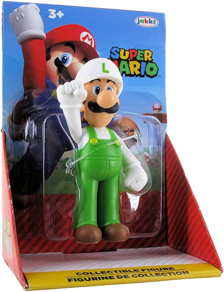 Nintendo Super Mario Figura coleccionable de 6,35 cm Fire Luigi (pie ...