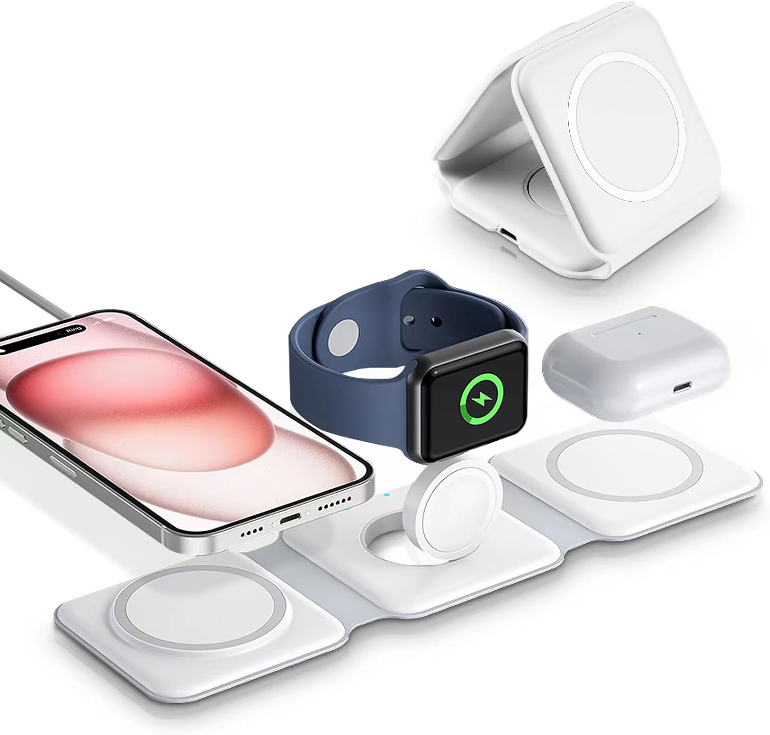 Amazon.com: Magnetic Wireless Charging Station，Mag-Safe 3 in 1 Foldable ...