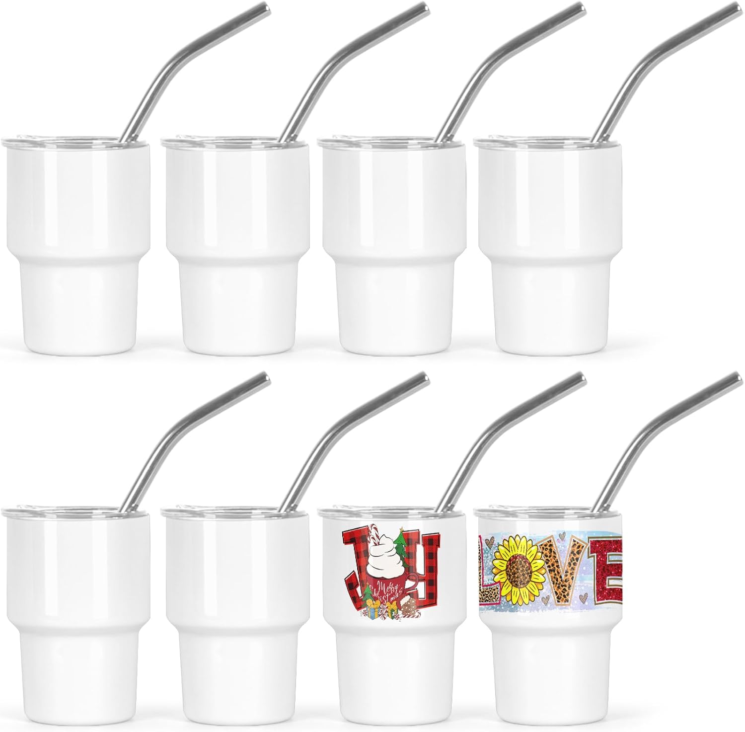 Amazon.com | 3 oz Sublimation Shot Glass Tumblers, 8 Pack Mini With ...