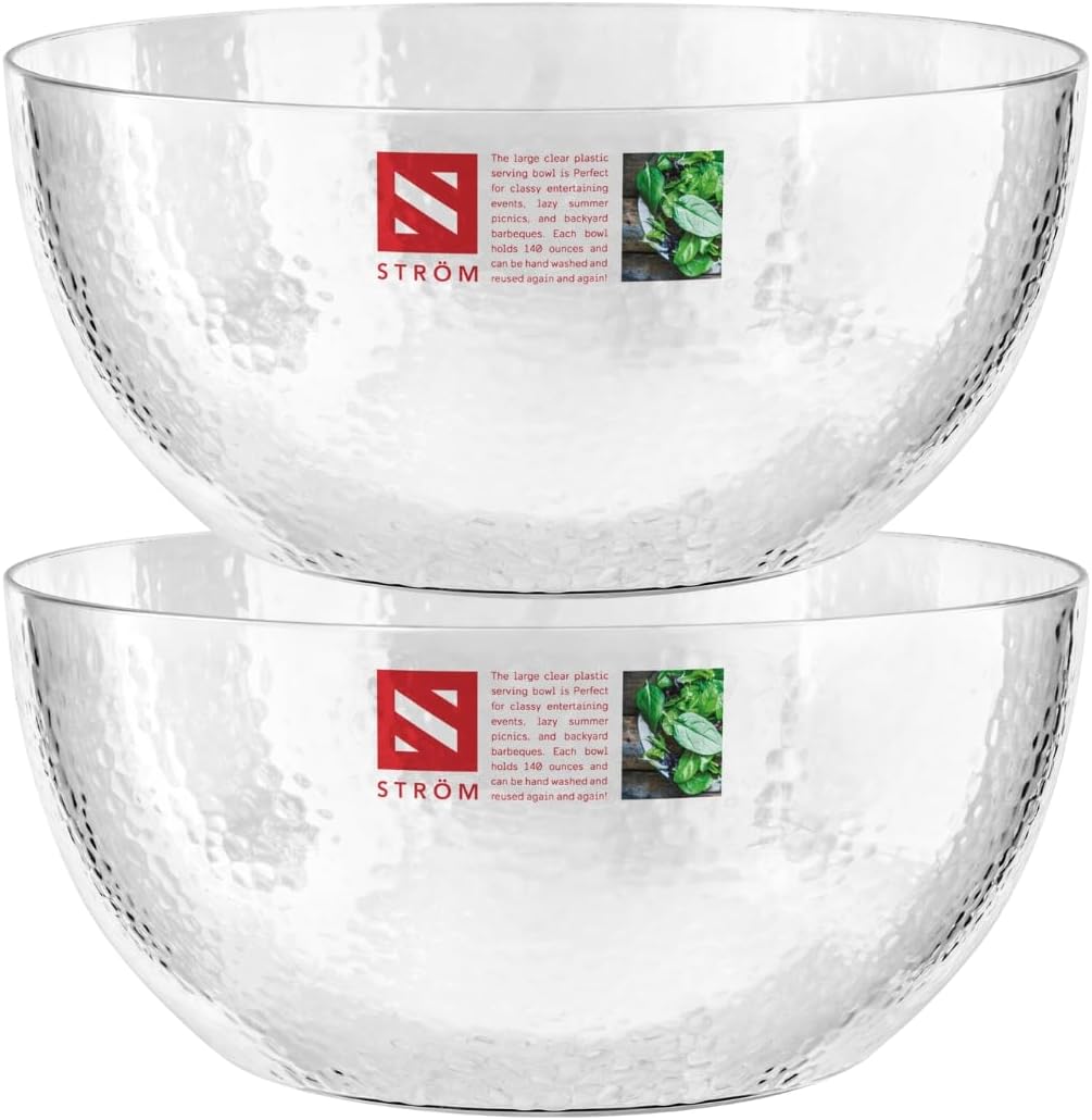 HOMESHOPA Serving Bowls, 2 Pack 140 oz Clear Plastic Mixing Bowls ...