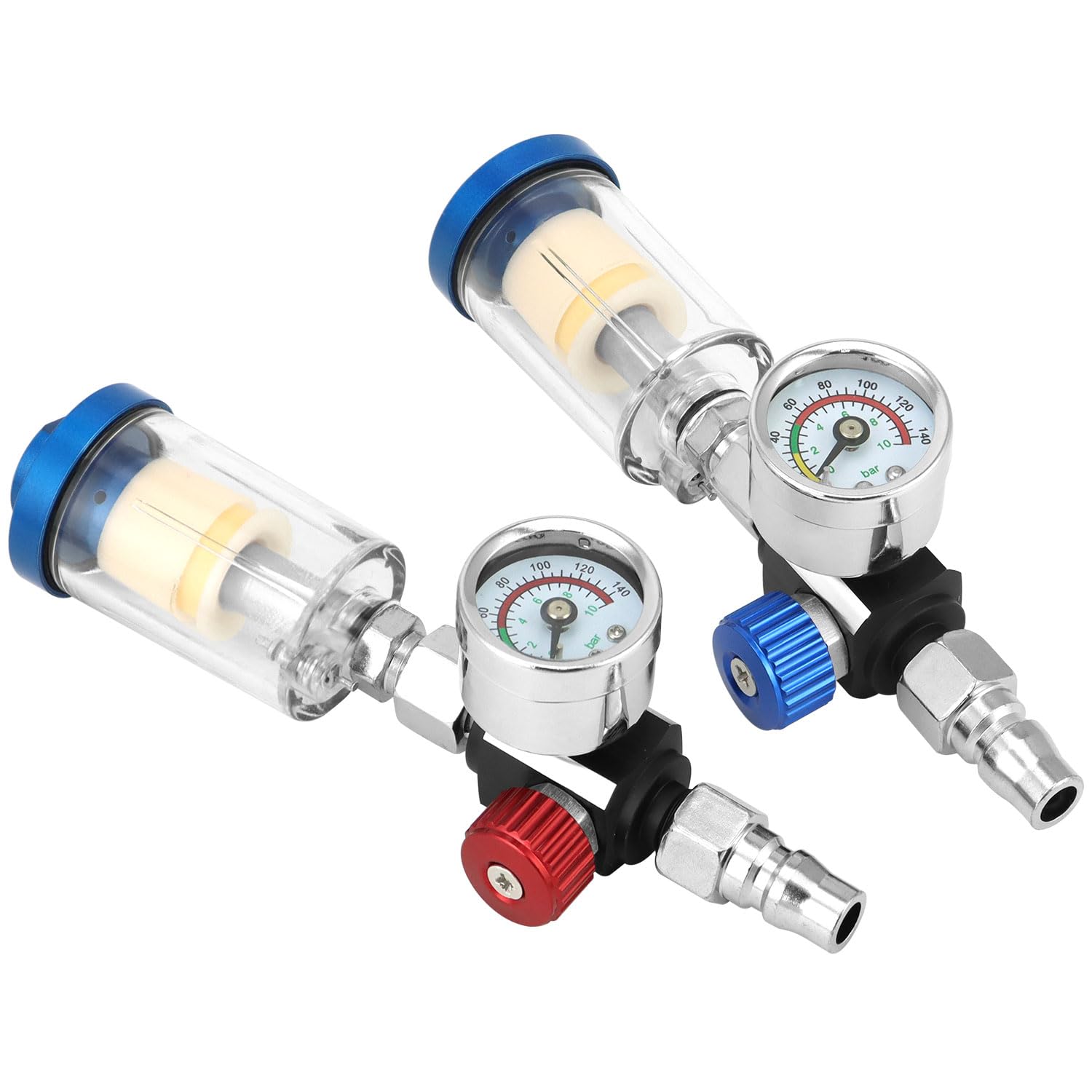 QWORK 1/4 Inch Air Adjusting Regulator Valve with Pressure Gauge and ...