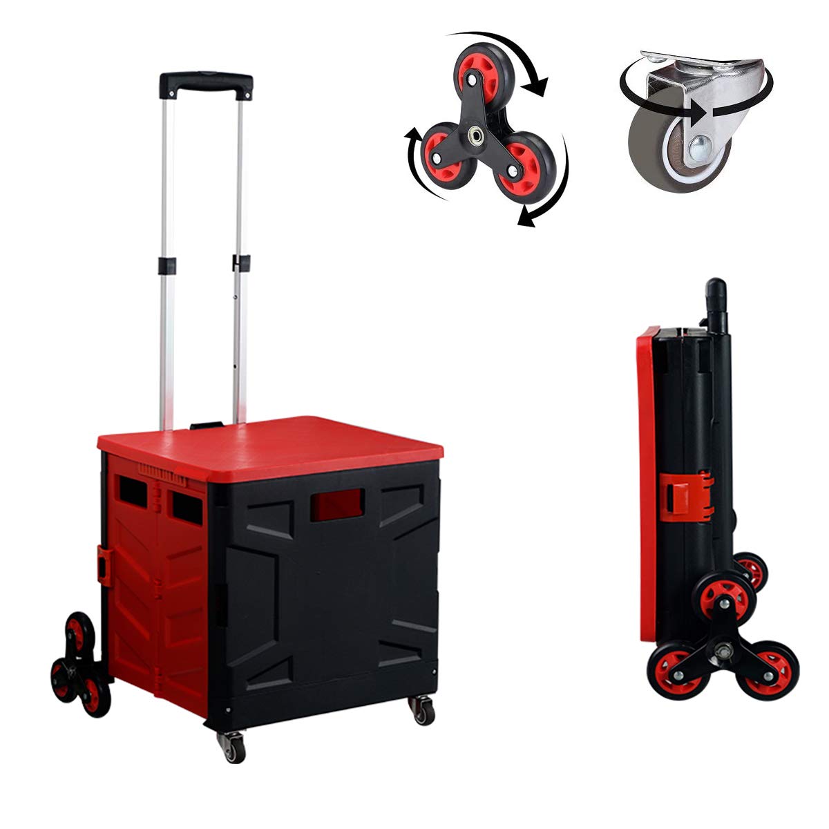 Buy JX FITNESS 8-Wheel Collapsible Utility Cart, Folding Shopping Cart ...