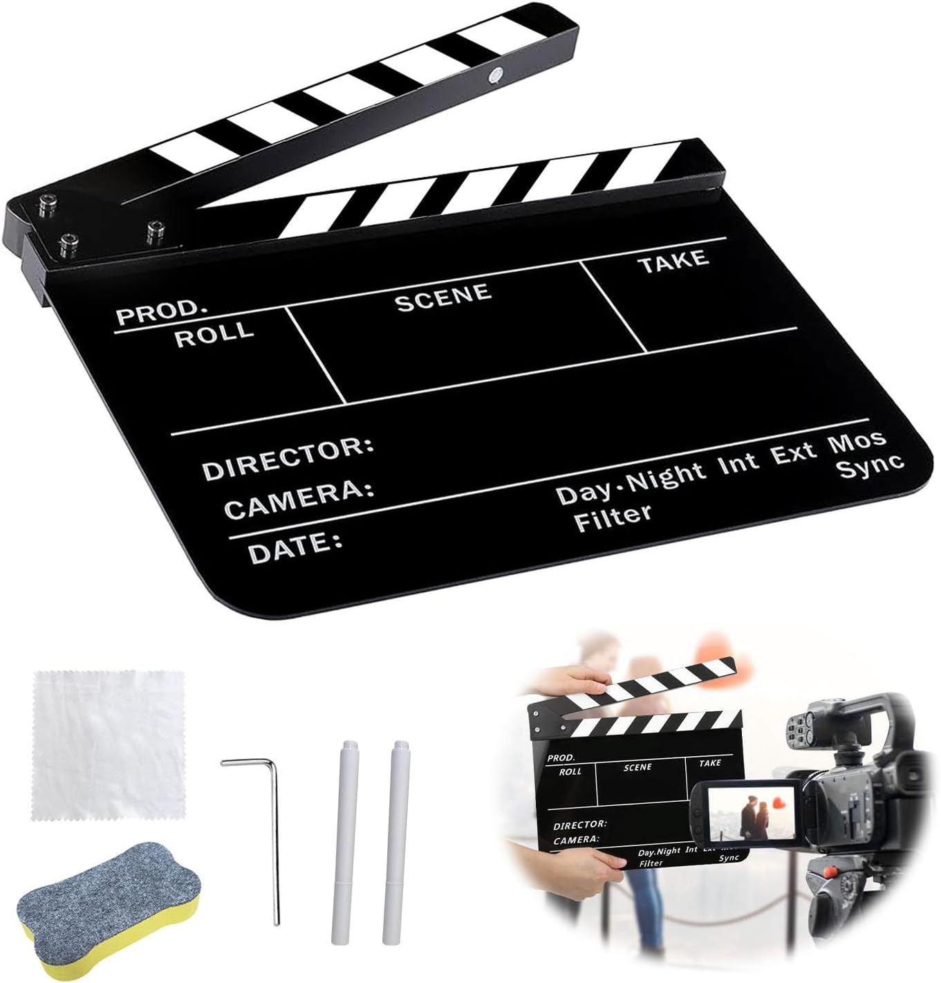 Filmklappe Schwarz, Szene Acryl Filmklappe, Film Requisiten, mit ...