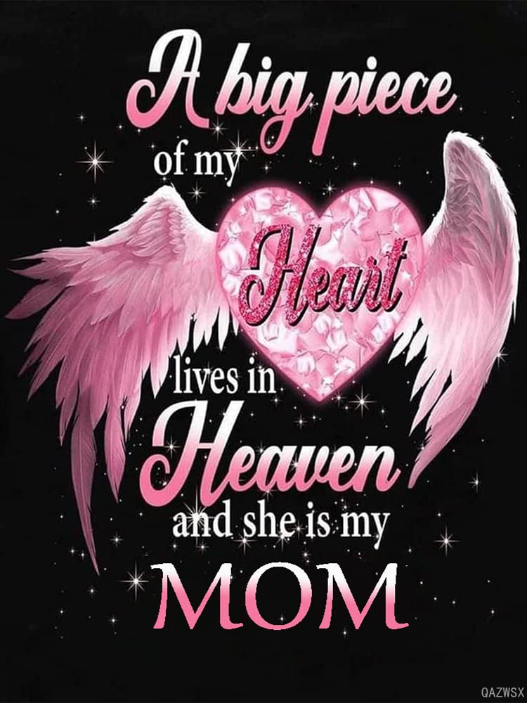 Amazon.com: DIY 5D Diamond Painting Heart Heaven Mom English Words by ...