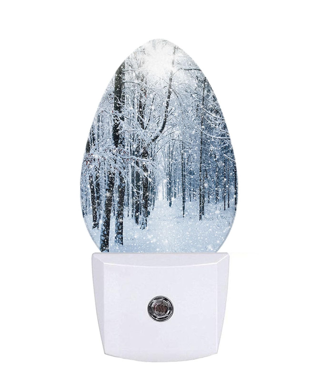Uanvaha Winter Night Light Snow Covered Trees LED Dusk to Dawn Night ...