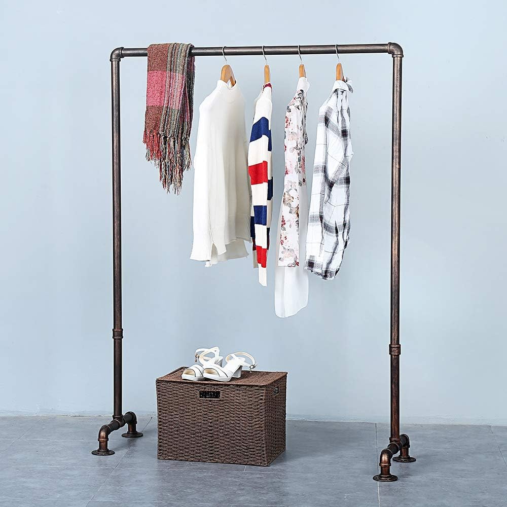Amazon.com: Industrial Pipe Retail Clothing Rack 59in,Vintage Standing ...