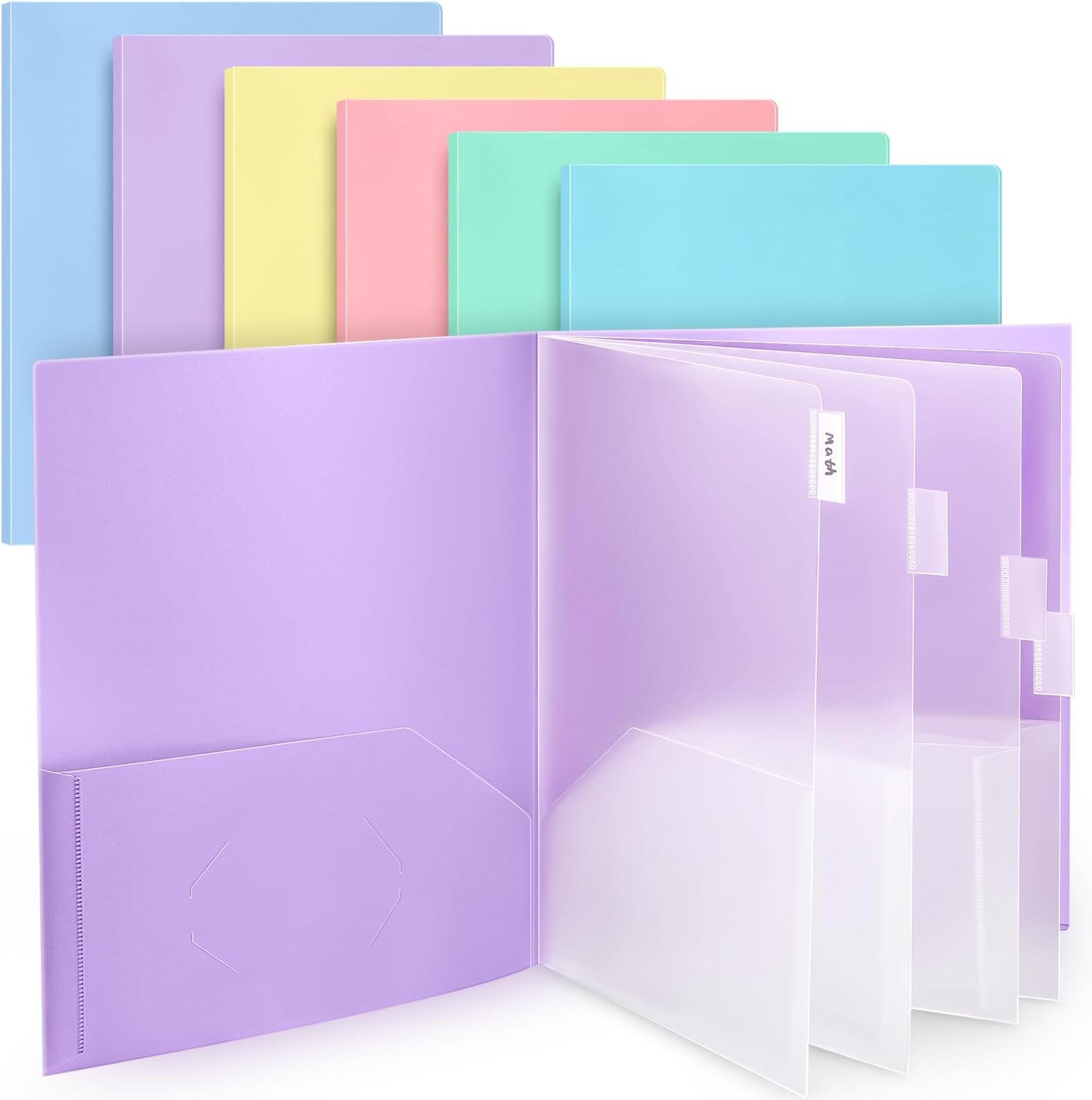 Amazon.com : Colarr 6 Pcs 10 Pocket Pastel Folders 11x10 Inch, Heavy ...