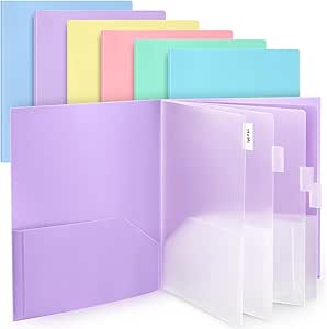 Amazon.com : Colarr 6 Pcs 10 Pocket Pastel Folders 11x10 Inch, Heavy ...