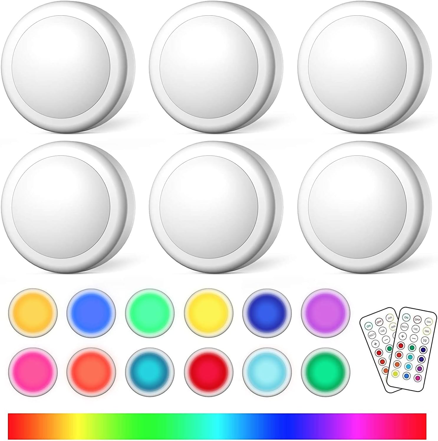 Wireless LED Puck Lights, 16 Colors Changeable Under Cabinet Battery ...