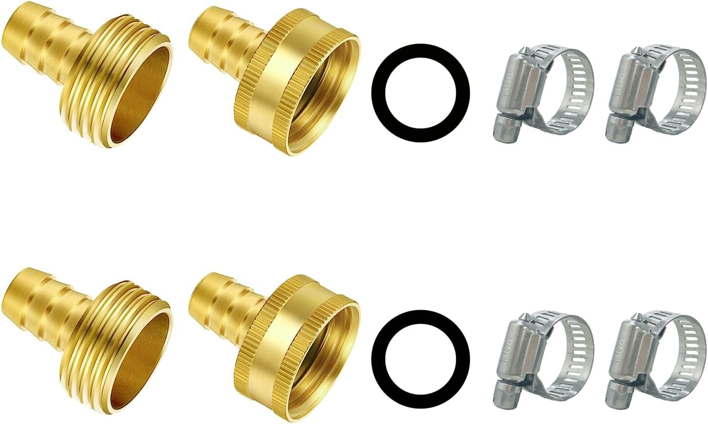 Amazon.com : Yuantenhwy Solid Brass Garden Hose Repair Connector Kit, 5 ...