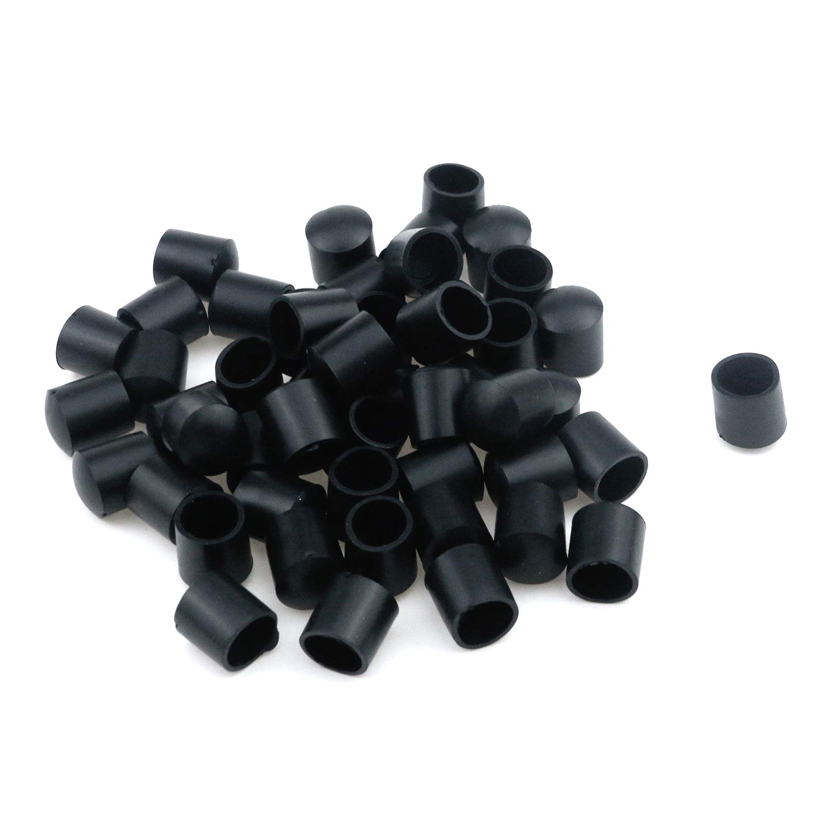 Semetall Round Rubber Cap 50 Pcs 10mm(3/8") Black Vinyl Flexible End ...
