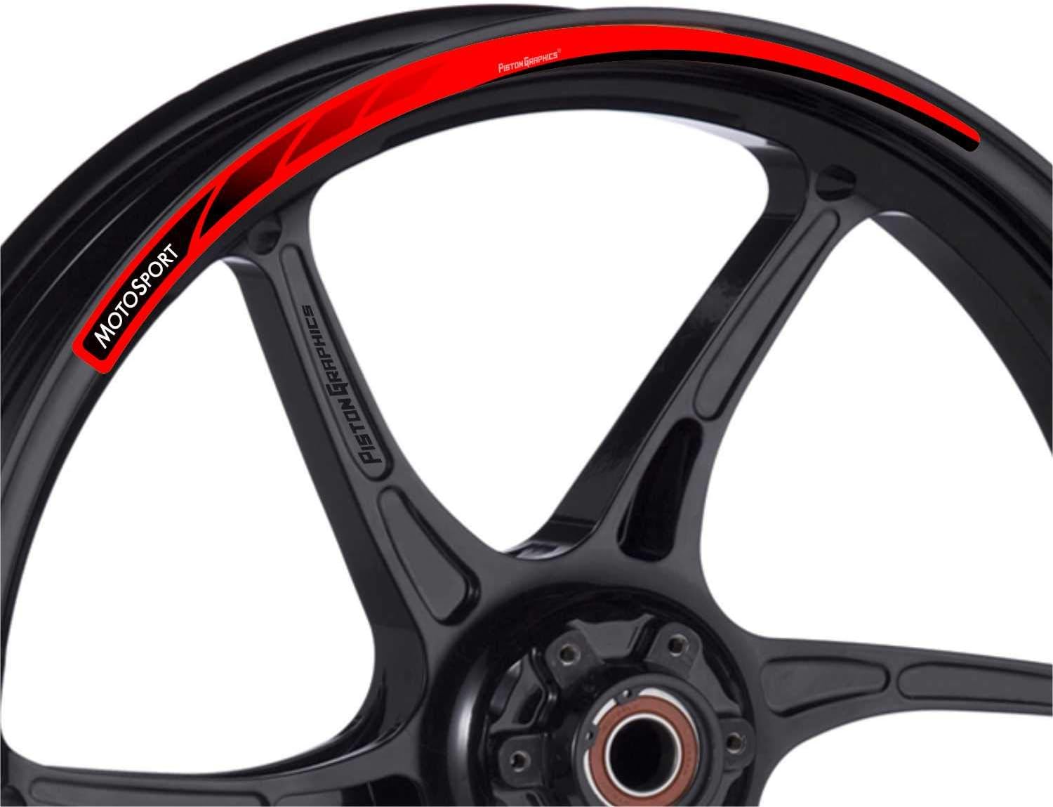 Piston Graphics Rim Stickers Kit for Motorcycles New Red Bike Rim ...