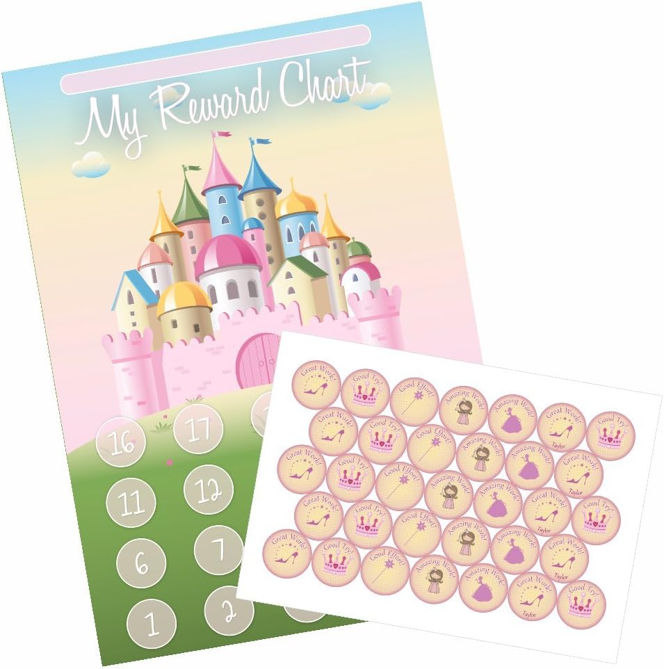 Amazon.com: School Stickers A4 Princess Castle Reward Chart and ...