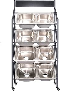 Amazon.com: XPLKQXE Floor Standing Kitchen Sink Display Rack, Movable ...