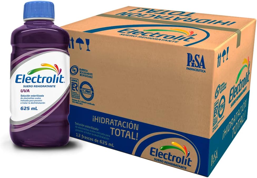 12 Pack de Electrolit Suero Rehidrantante, Sabor Uva 625 mililitros (ml ...