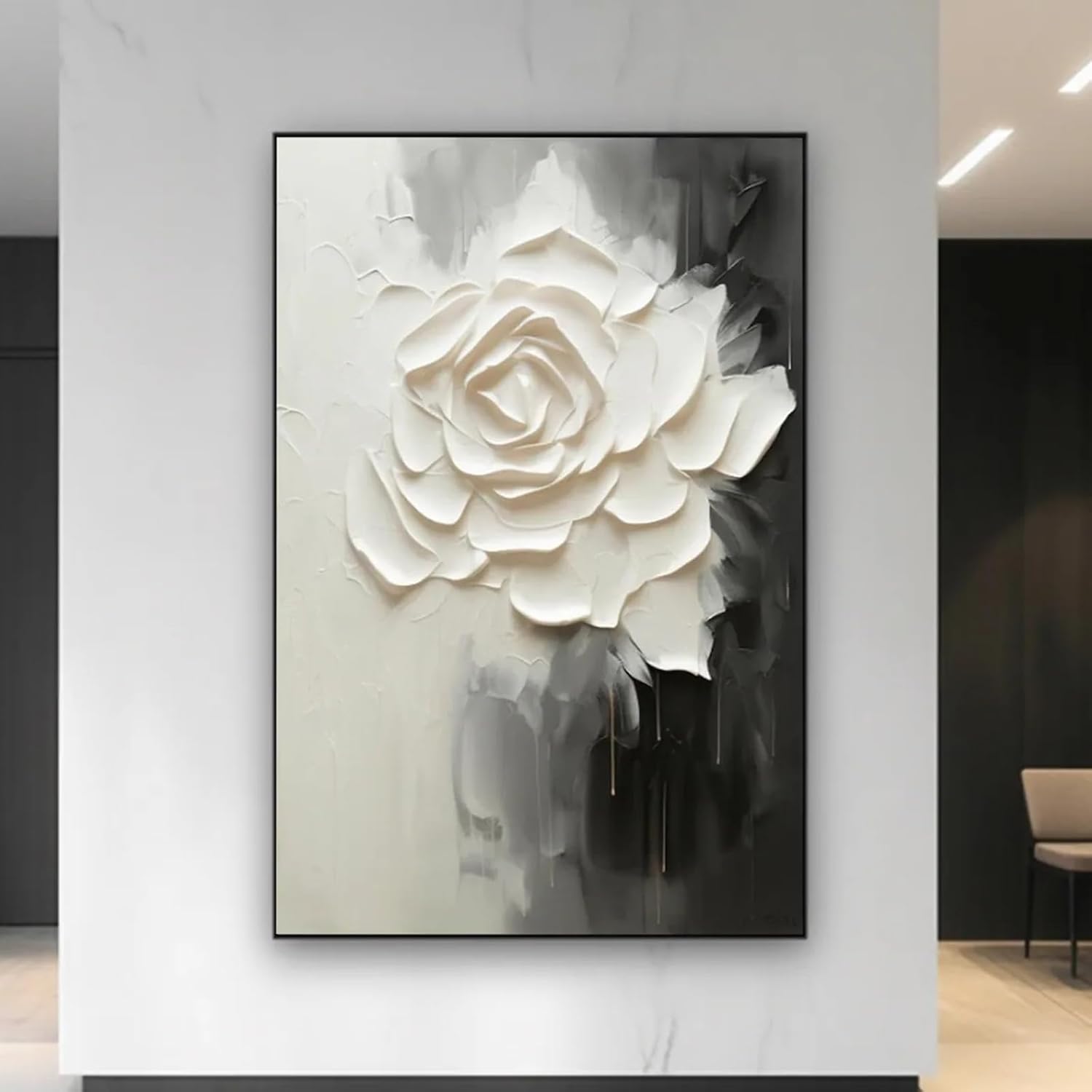 Amazon.com: Black and White Abstract Canvas Pictures White Flower ...