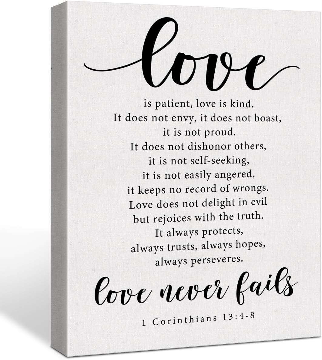 Amazon.com: Love is Patient Love is Kind Scripture Wall Art - Bible ...