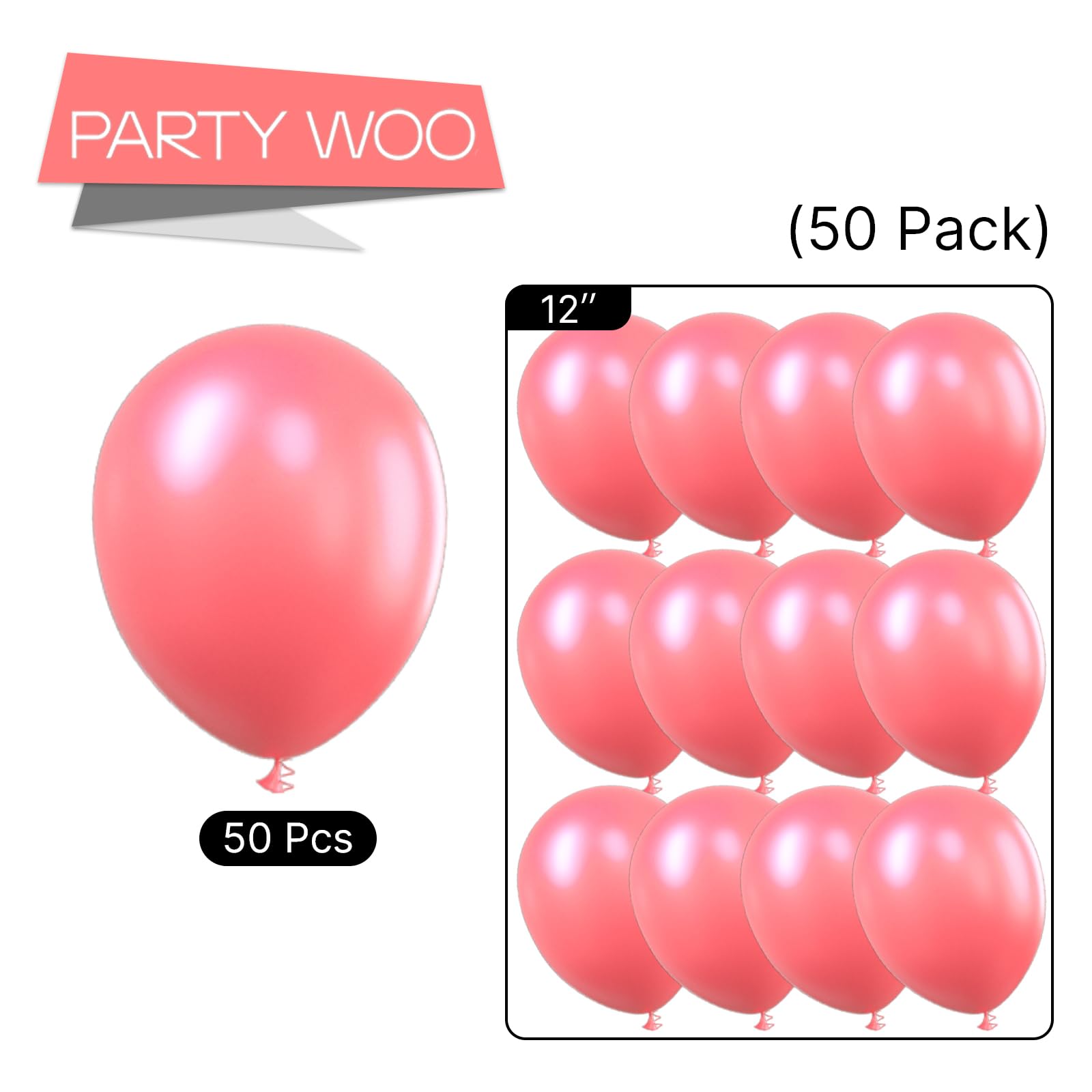Snapklik.com : Coral Balloons 50 Pcs 12 Inch Coral Pastel Red ...