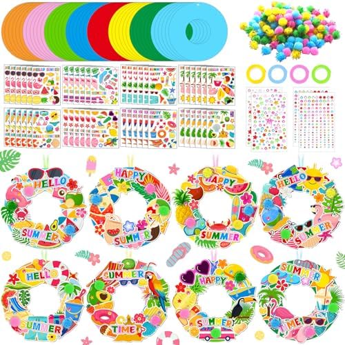 Amazon.com: Hollowfly 48 Sets Summer Wreath Craft Kits Hello Summer DIY ...
