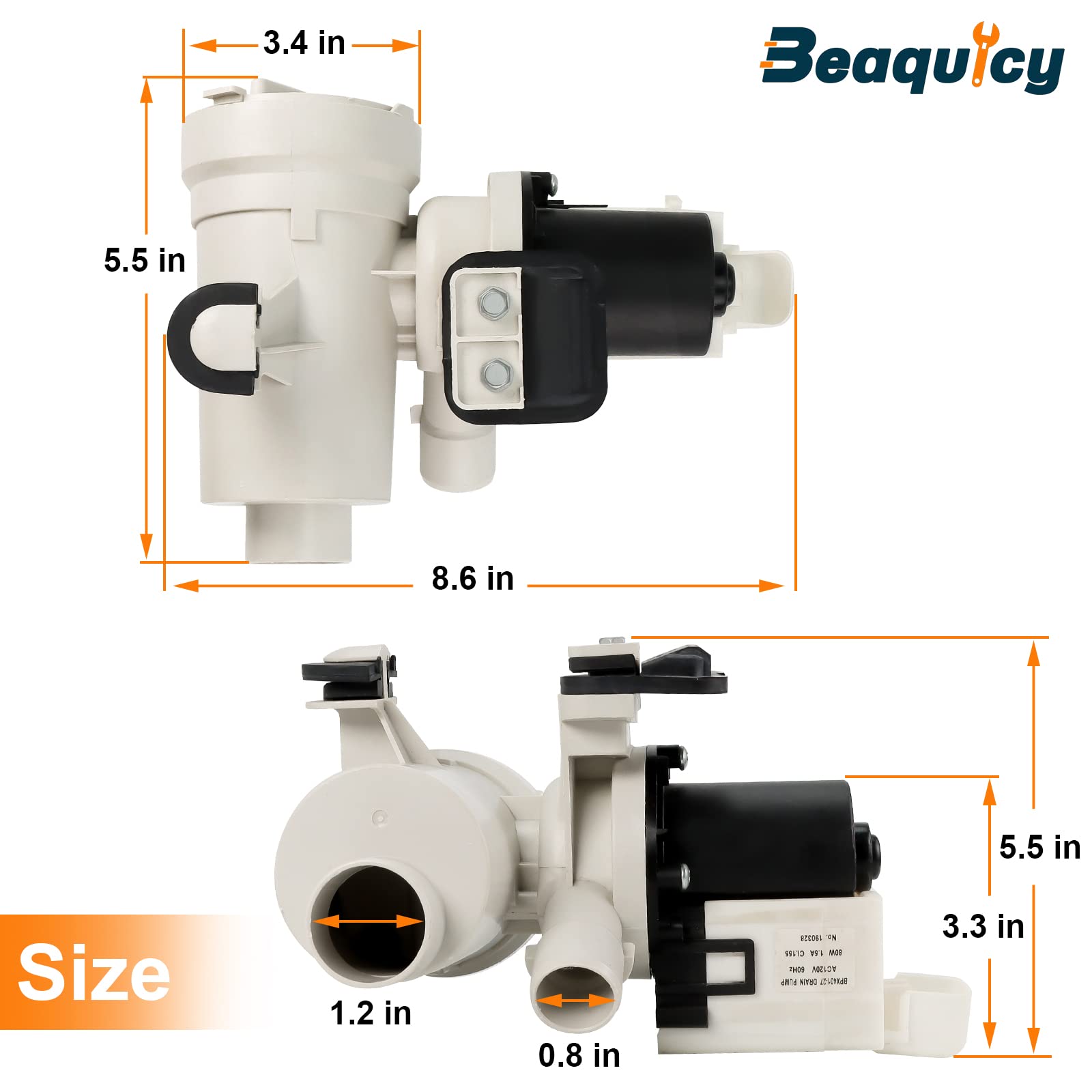 wpw10730972 W10130913 Washer Drain Pump(OEM) Assembly - Suitable for ...