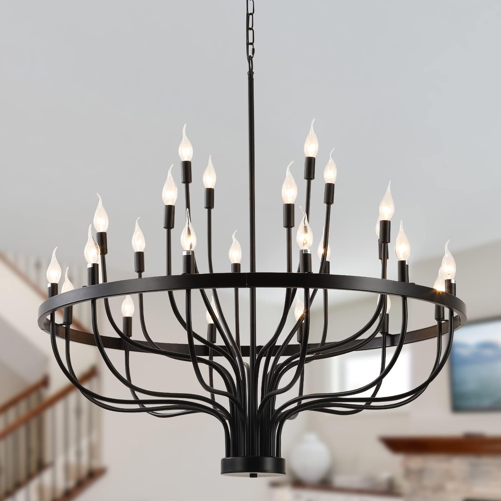 Saint Mossi Antique Painted Black Chandelier Lighting,6 Lights,Rustic ...