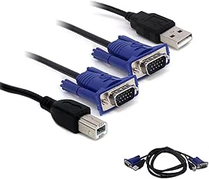 Amazon.com: CableVantage USB VGA KVM Switch Computer Cable, 15 Pin VGA Cable Male to Male and ...