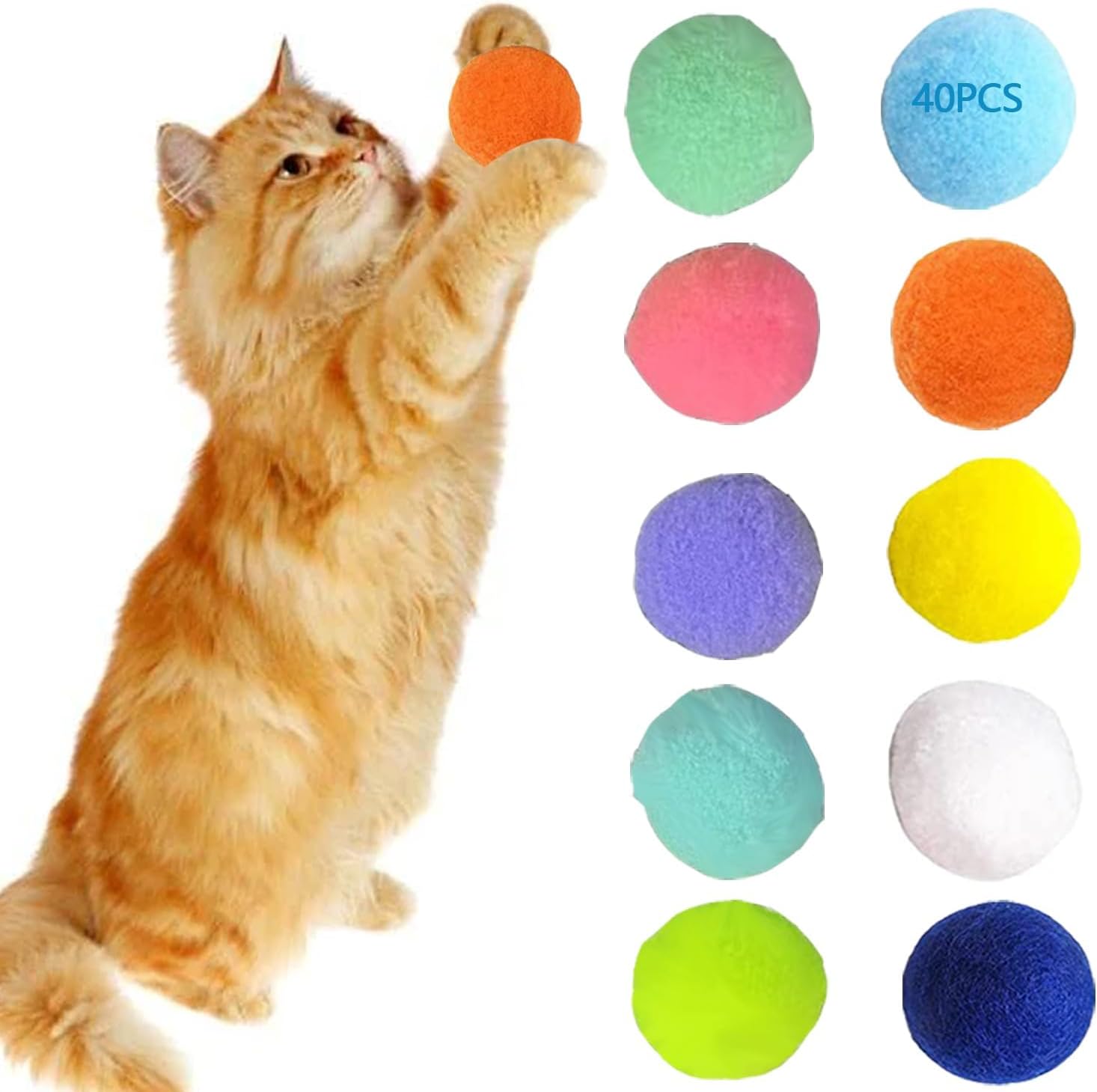 Amazon.com : VIRHWOEA 40Pcs Plush Pom Pom Ball Toy, 10 Colors ...