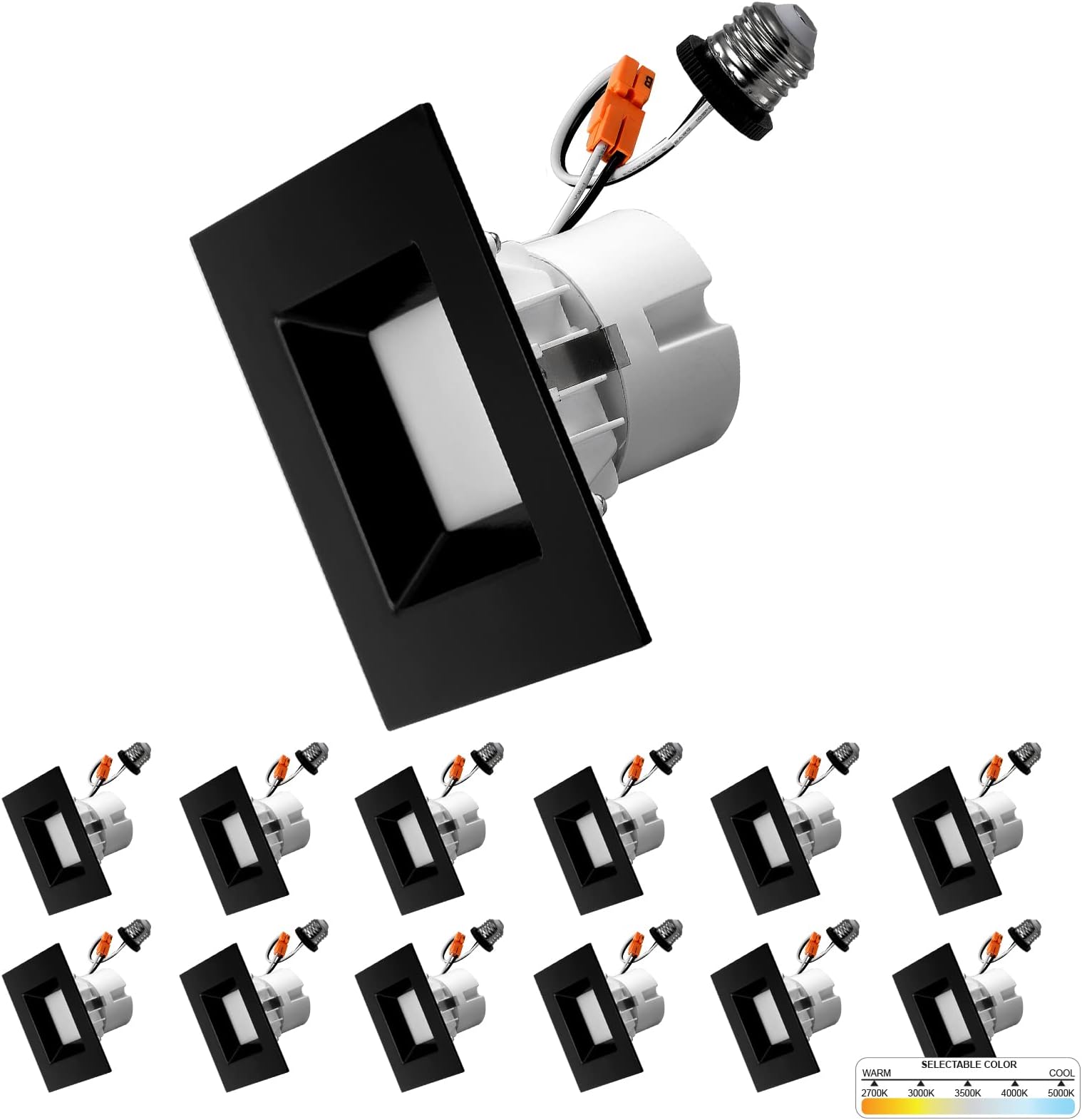 LUXRITE 16 Pack 4 Inch Square Recessed LED Can Lights, CCT Color ...