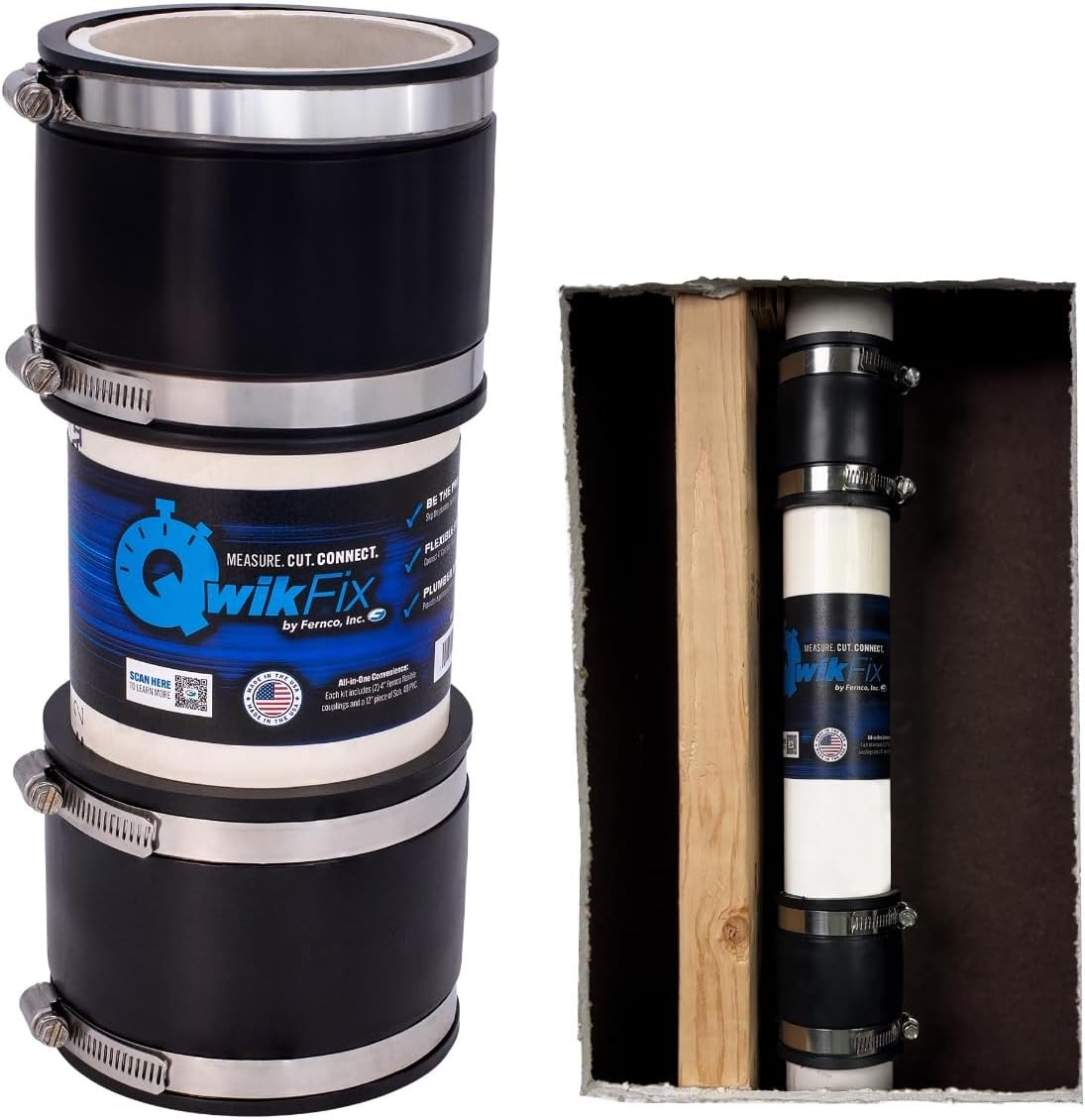 Amazon.com: Fernco QwikFix Broken Pipe 4" Coupling Repair Kit for ...