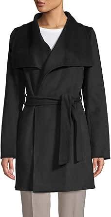 Amazon.com: Tahari Ella Women's Wool Blend Double Face Warm Wool Wrap Coat Black Size S ...