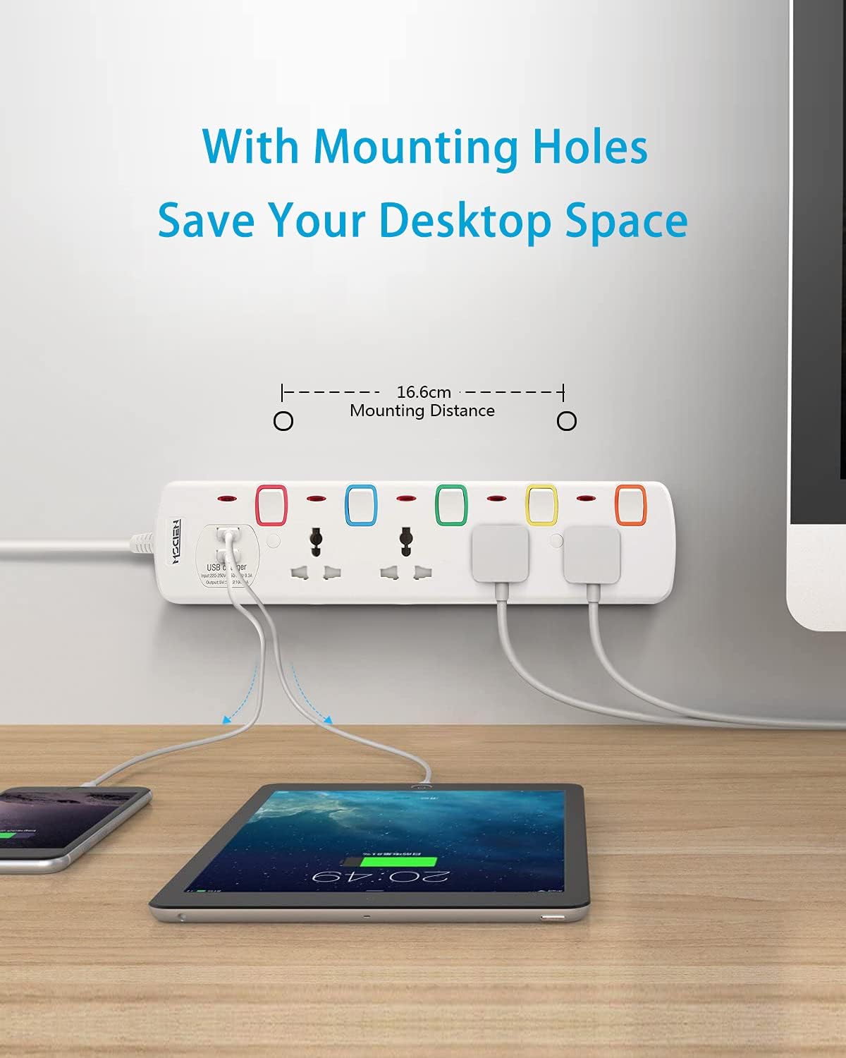 Mscien 3M Extension Lead with USB, 4 Way Socket Extension Lead with ...